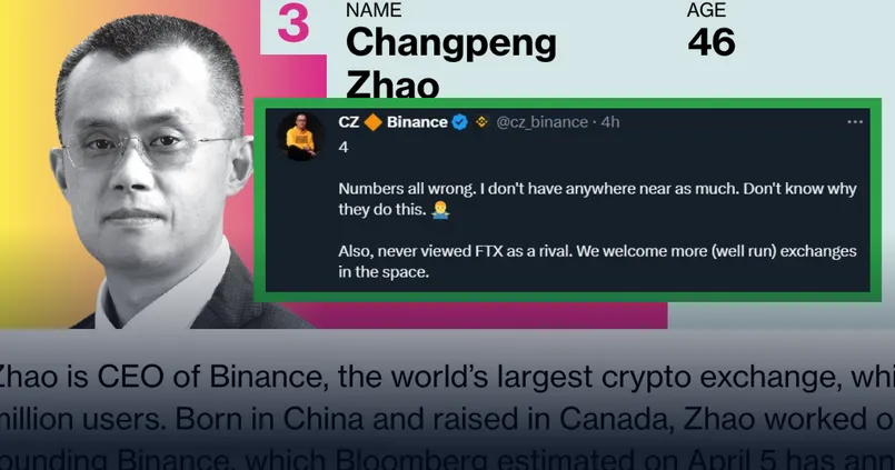 ไม่ได้รวยขนาดนั้น! CZ ทวีตแก้ข้อมูล - หลังติดอันดับ 3 เศรษฐีน่าจับตา - CryptoSiam