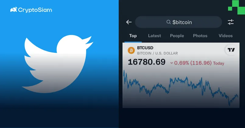 Twitter ซุ่มปล่อยฟีเจอร์ราคา BTC และ ETH ลงในแท็บค้นหา - CryptoSiam